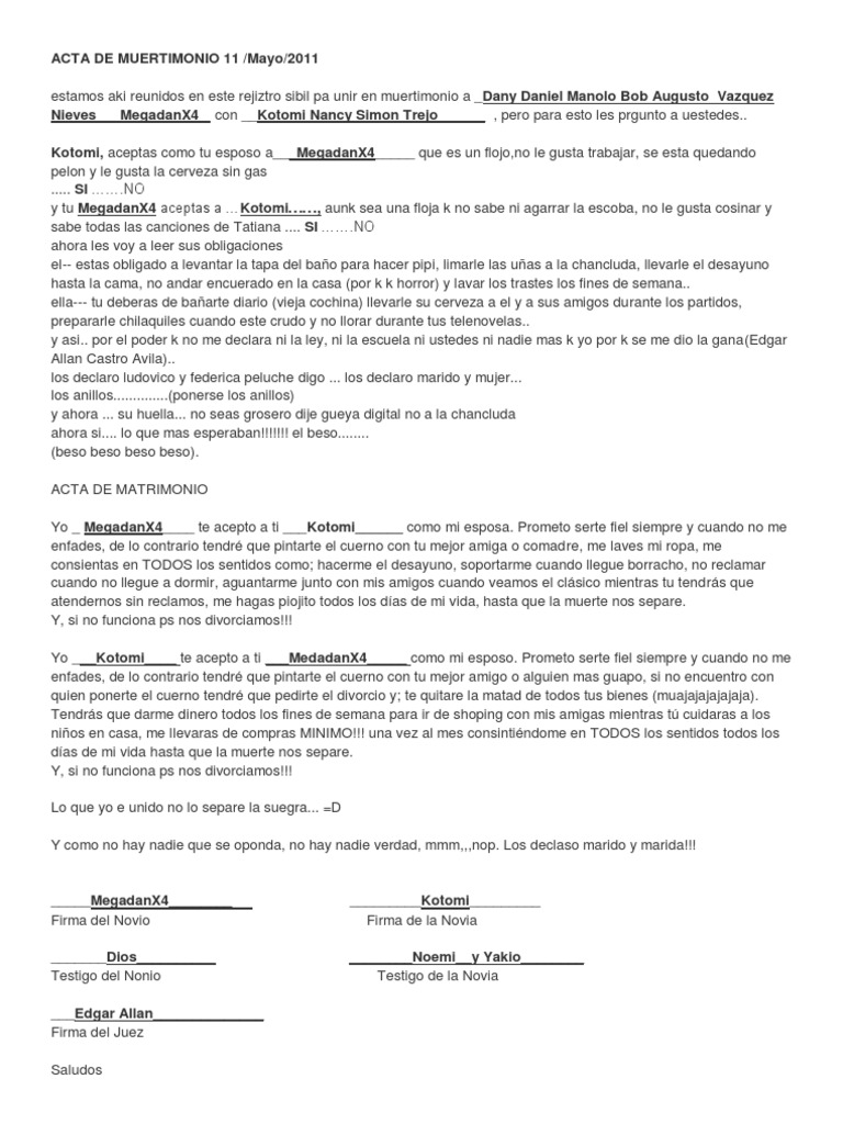Acta de Muertimonio 14 | PDF | Ocio