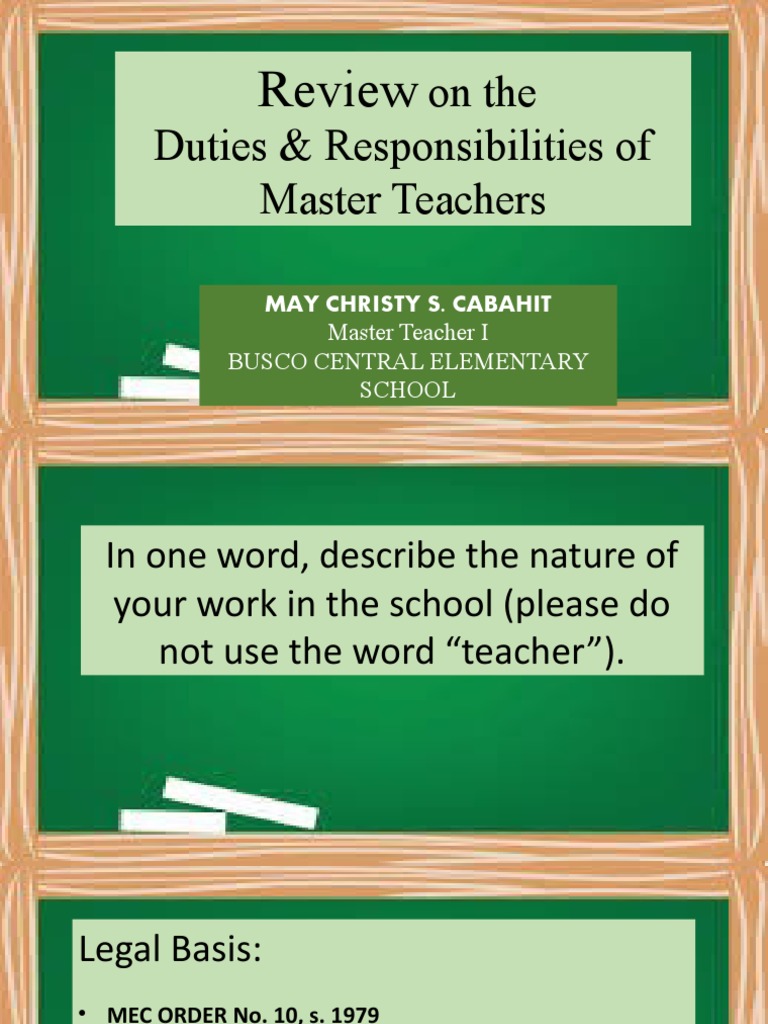 Role of A Master Teacher | PDF | Teachers | Mentorship