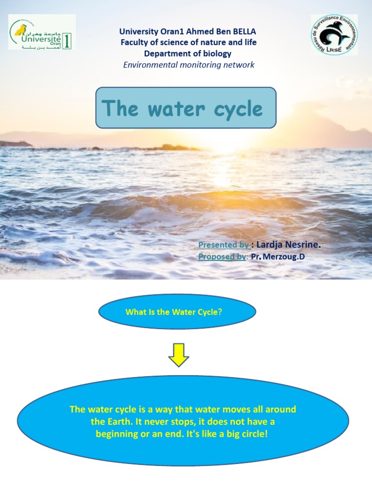 The Water Cycle: University Oran1 Ahmed Ben BELLA Faculty of Science of ...