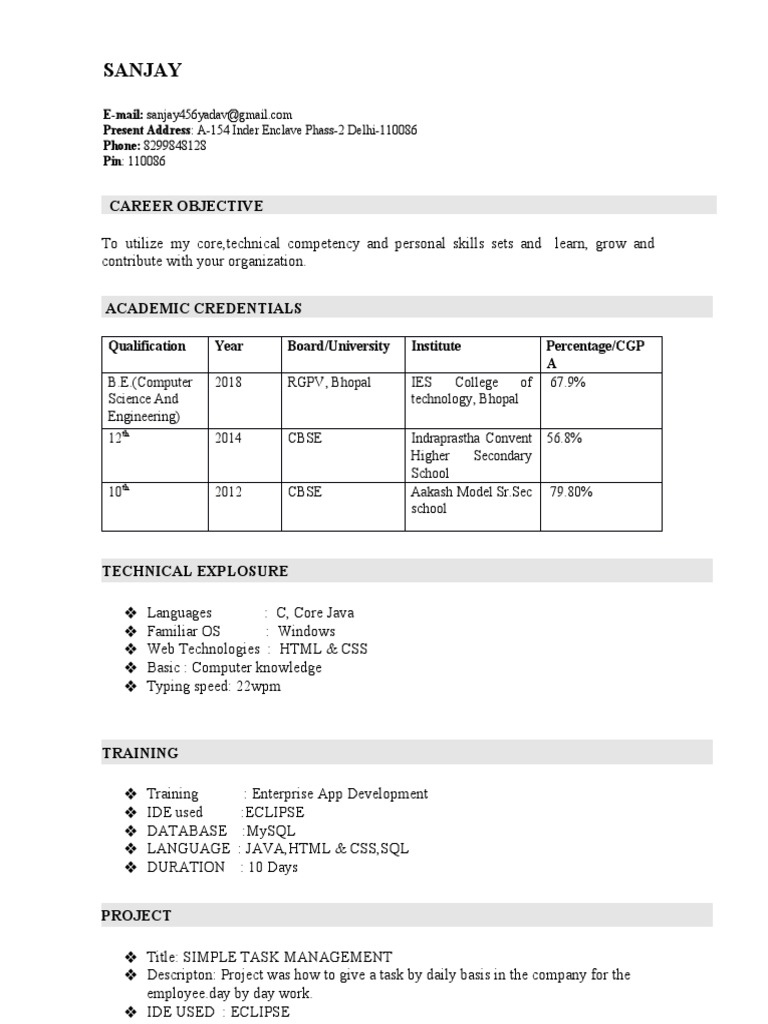 Sanjay-New Resume2019 | PDF | Eclipse (Software) | Databases