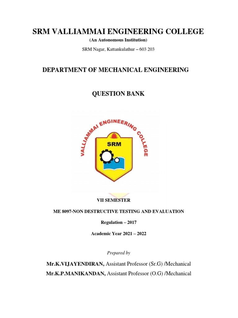 Me8097 Non Destructive Testing And Evaluation Pdf Radiography