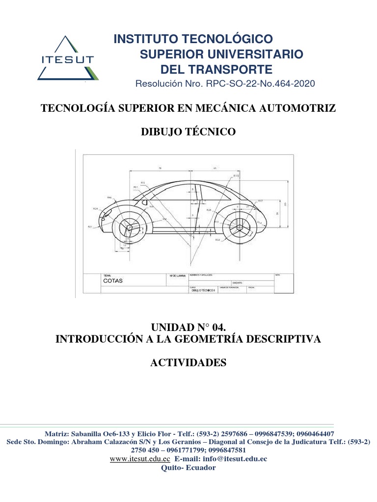 Planos 2D de un Carro en Dibujo Técnico | PDF | Geometría