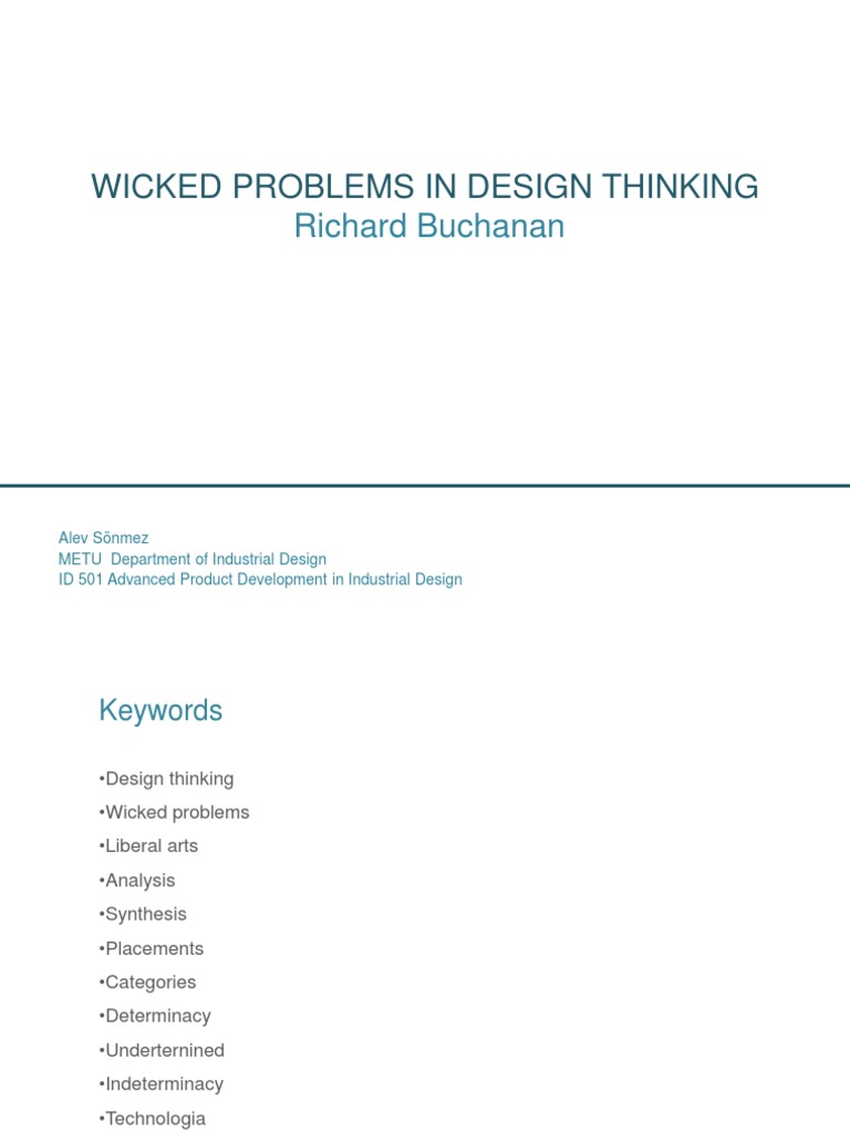 Wicked Problems in Design Thinking: Richard Buchanan | PDF | Design ...