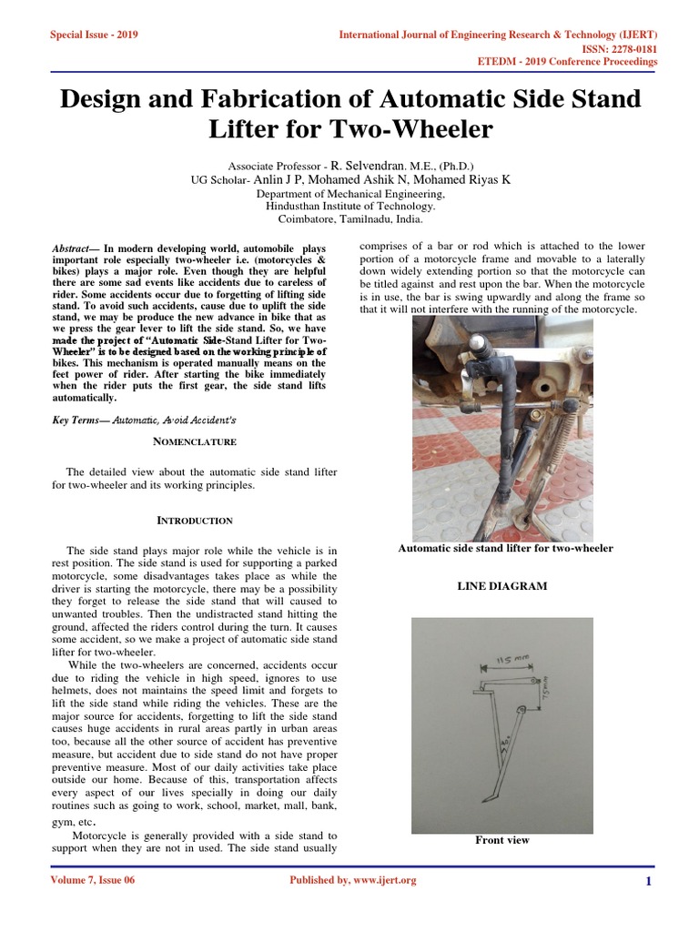 Automatic Side Stand Lifter Design | PDF | Welding | Construction