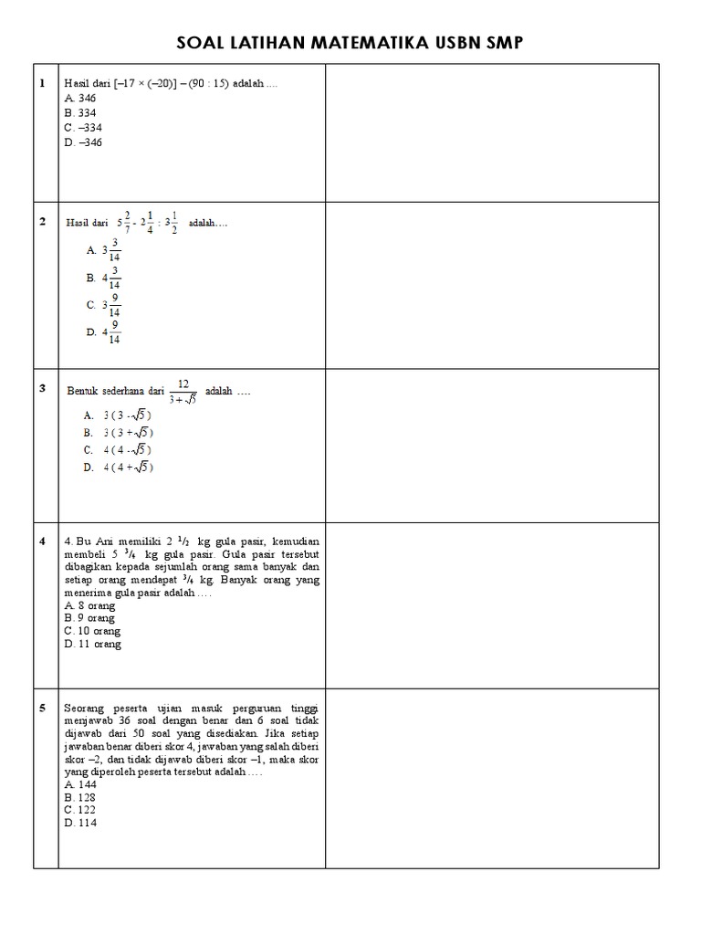 Soal Latihan Usbn SMP | PDF | Metode & Bahan Ajar