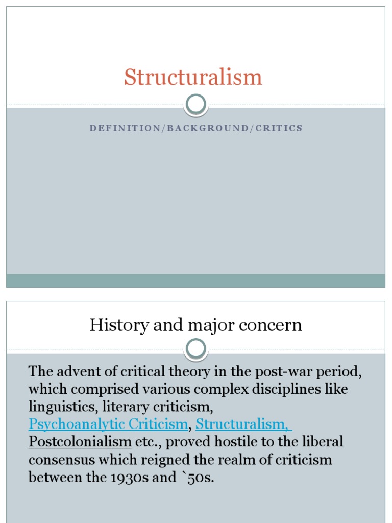 Structuralism: Definition/Background/Critics | PDF | Philosophical ...
