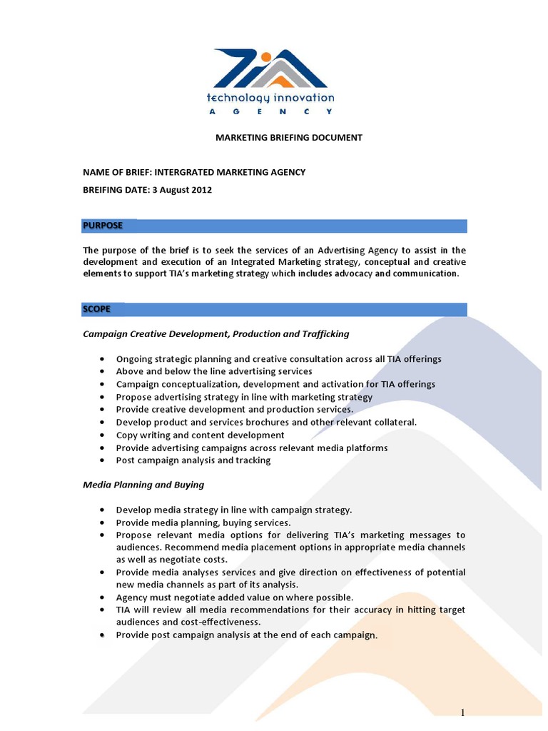BTL Agency Profile Brief Template | PDF | Marketing Communications ...