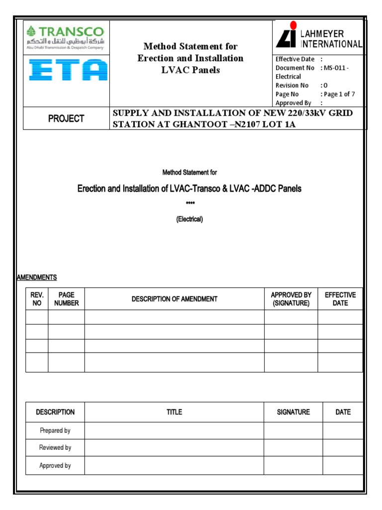MS-E011-ALF-MS For Installation of LVAC Panels | PDF | Personal ...