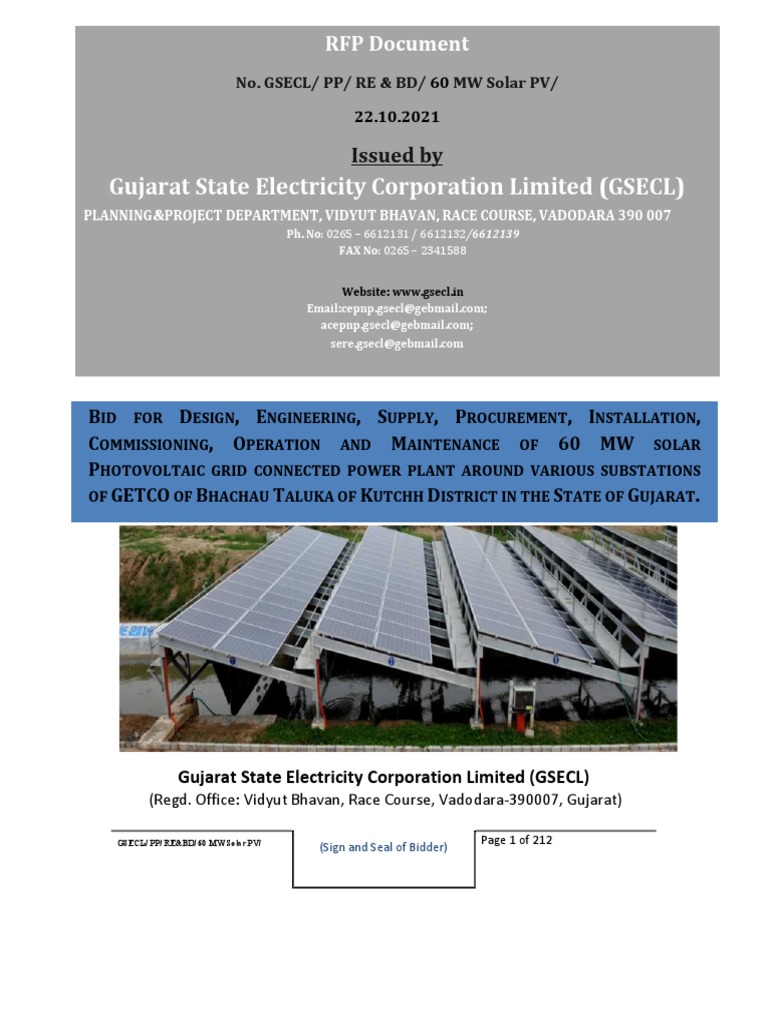 GSECL 60 MW Tender Document | PDF | Solar Power | Photovoltaic System