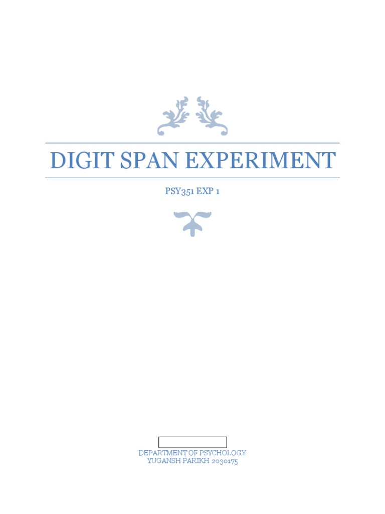 Digit Span Test: Method and Results | PDF | Memory | Working Memory