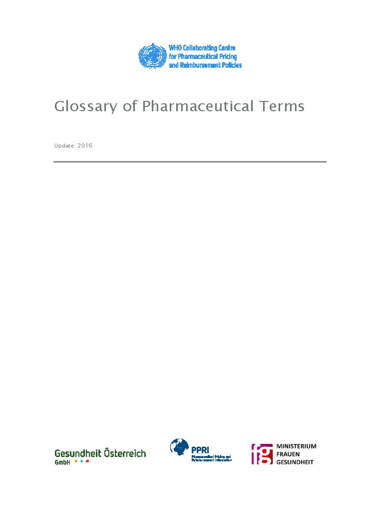 Glossary of Pharmaceutical Terms: Update: 2016 | PDF | Clinical Trial ...