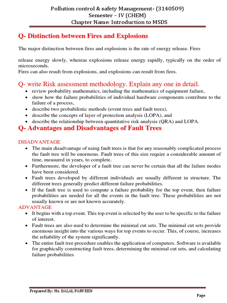 Q-Distinction Between Fires and Explosions: Q - Write Risk Assessment ...