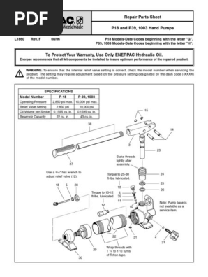 Repair Parts Sheet: RC-101, RC-102, RC-104 RC-Duo Hydraulic, 55% OFF