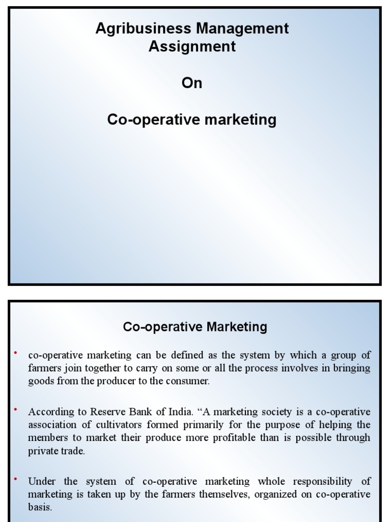 Agribusiness Management Assignment On Co-Operative Marketing | PDF ...