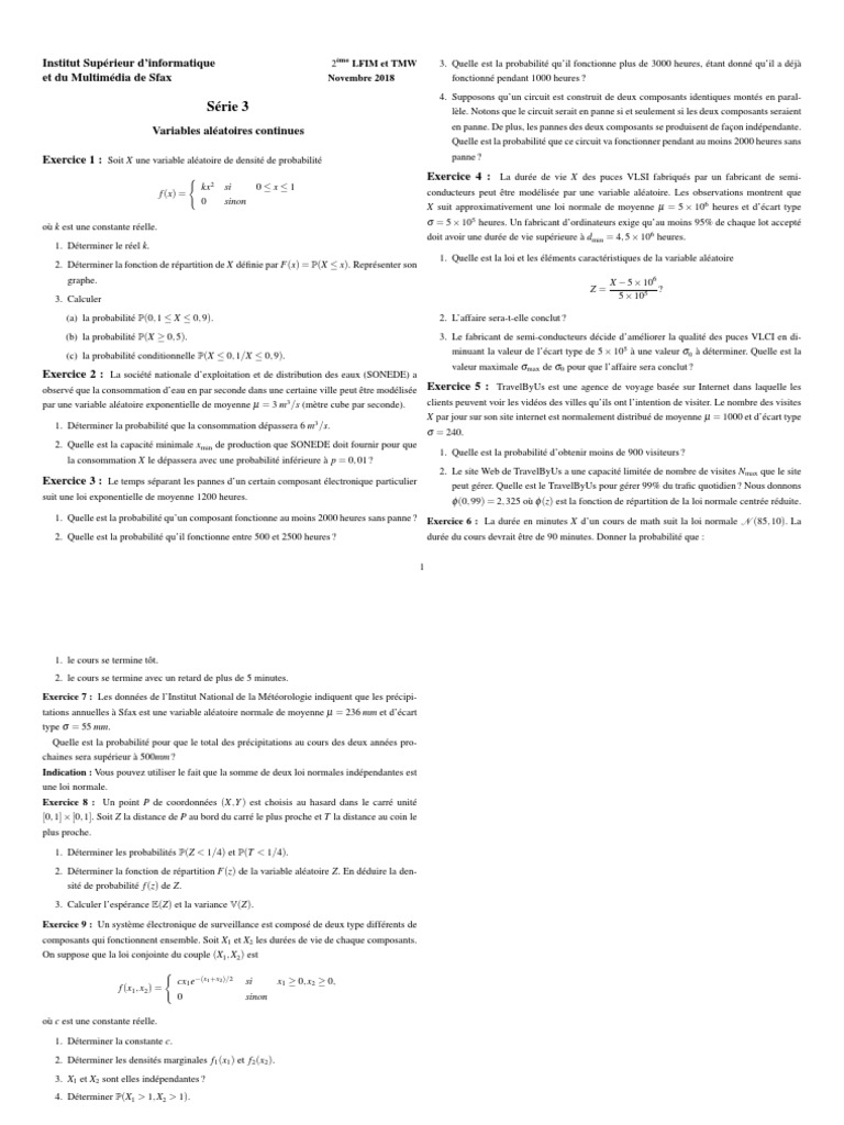 Chap 3 Variable Continue | PDF | Probabilité | Loi normale