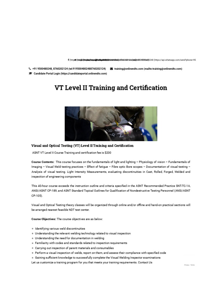 VT Level II Training and Certification - Online NDT Studies | PDF ...