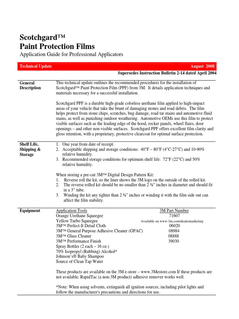 Paint Protection Films Application Guide | PDF | Paint | Implied Warranty