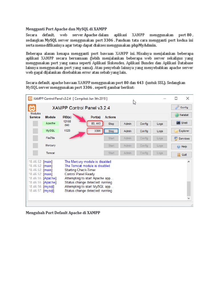 Tutorial Cara Mengganti Port Apache Dan MySQL Di XAMPP | PDF