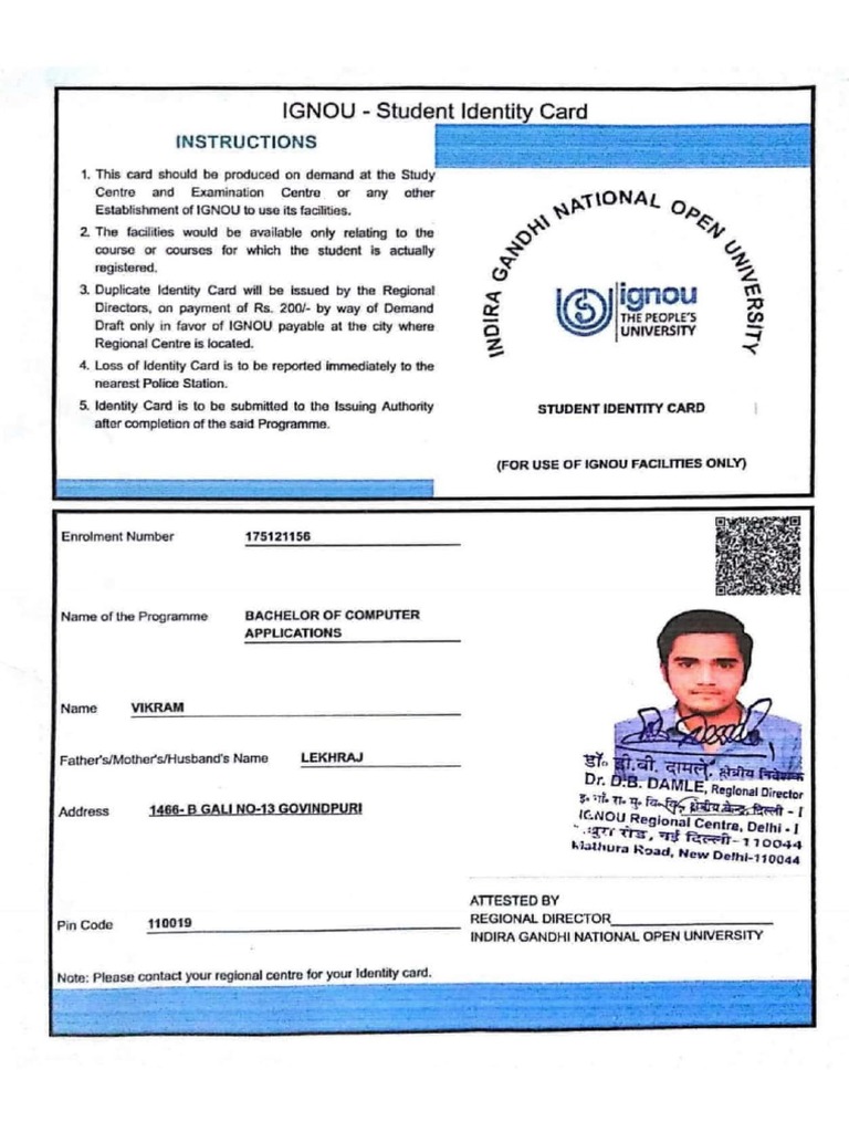 Ignou: IGNOU - Student Identity Card | Download Free PDF | Electronic ...