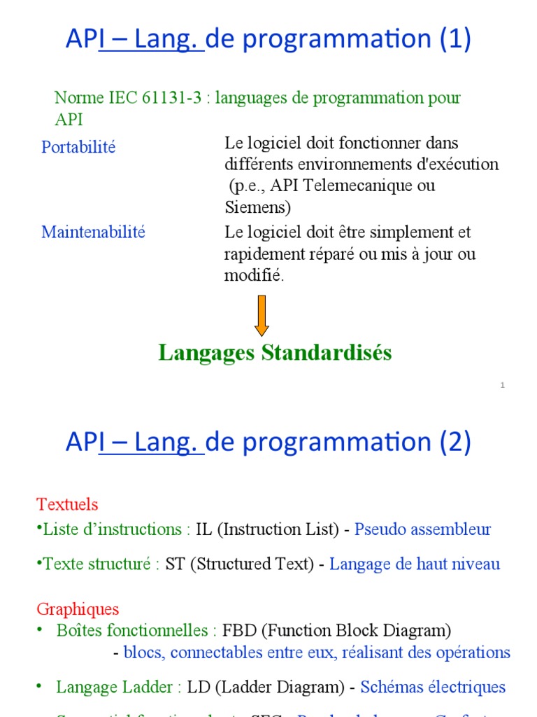 Programmation Des API Part - 1 | PDF | Automate programmable industriel ...