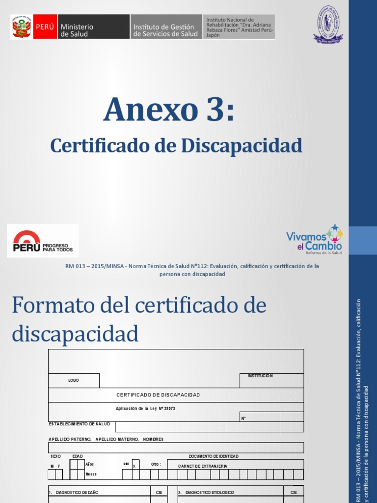 03 ANEXO 3 - Certificado de Discapacidad | PDF | Ciencias de la Salud