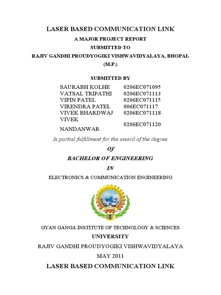 Laser Communication Project Report | PDF | Microphone | Laser