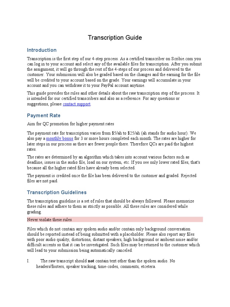Scribie Transcription Guide | PDF | Bracket | Keyboard Shortcut