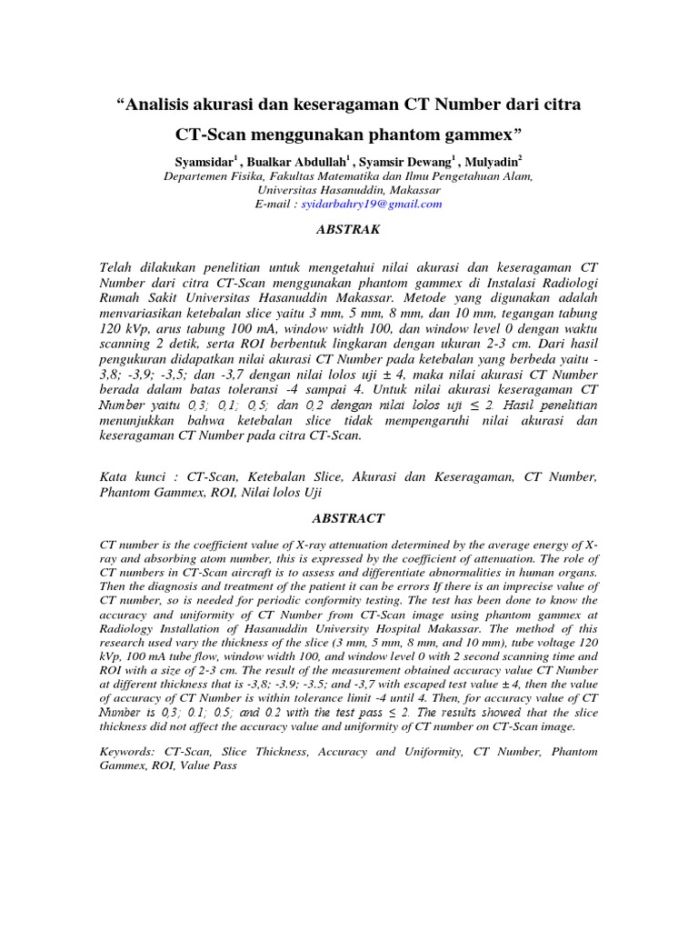 Akurasi CT Number pada Citra CT-Scan | PDF | Sains & Matematika