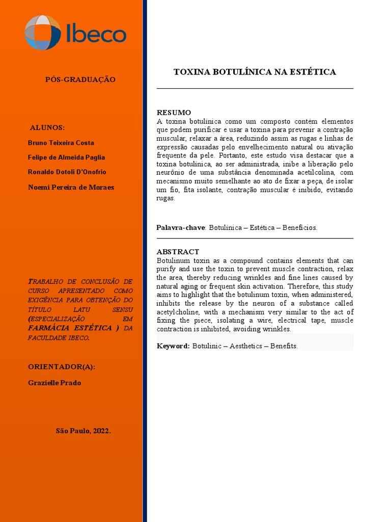 TCC IBECO Butolinica | PDF | Toxina botulínica