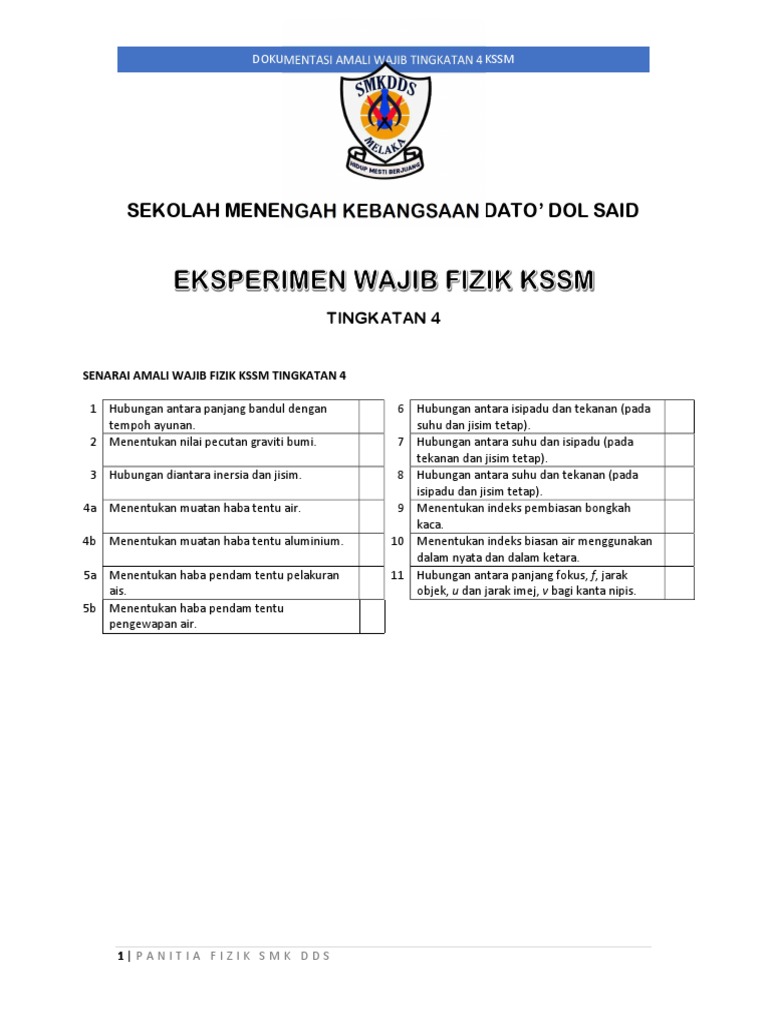 Dokumentasi Amali Wajib Fizik T4 KSSM 2021 | PDF
