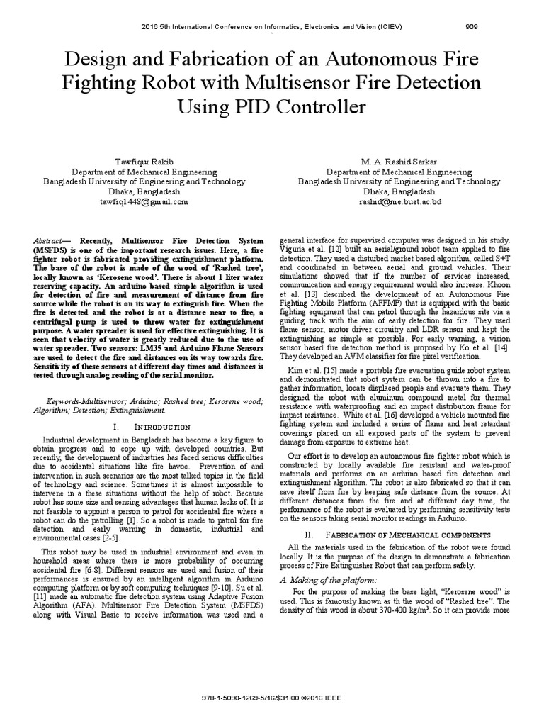 Autonomous Fire Fighting Robot | PDF | Sensor | Fires