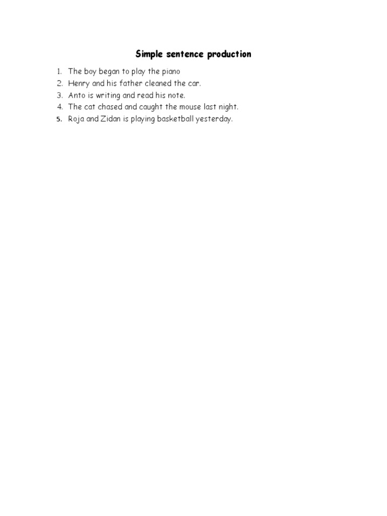 Simple Sentence Production | PDF