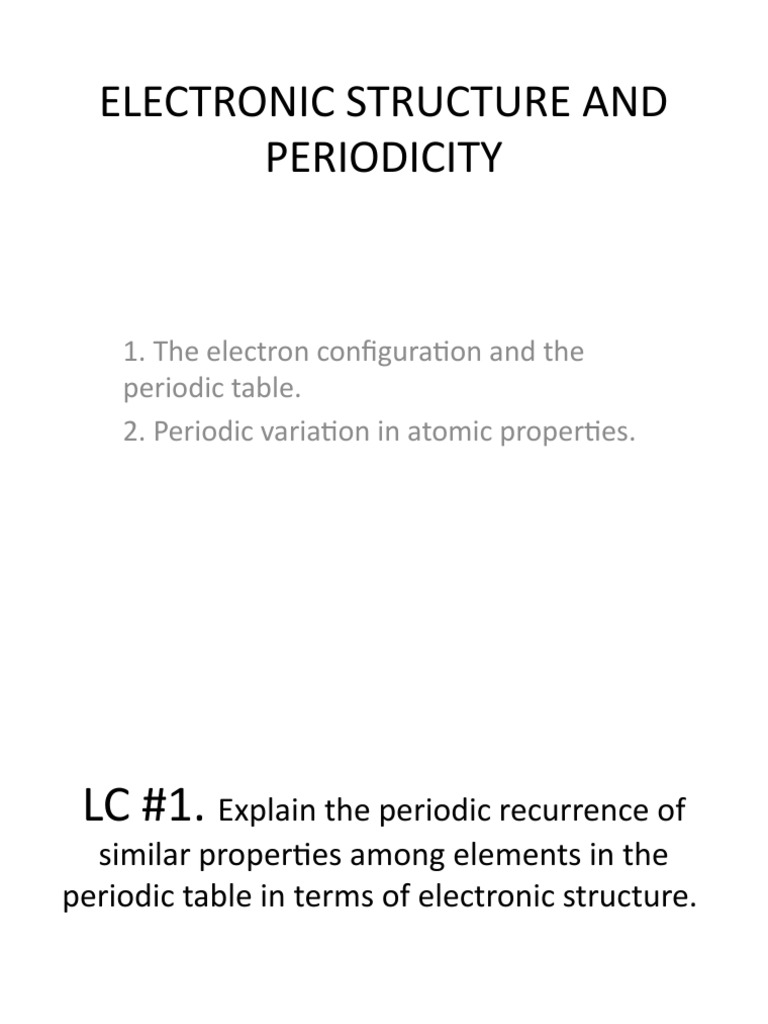 Electronic Structure and Periodicity | PDF | Periodic Table | Chemical ...