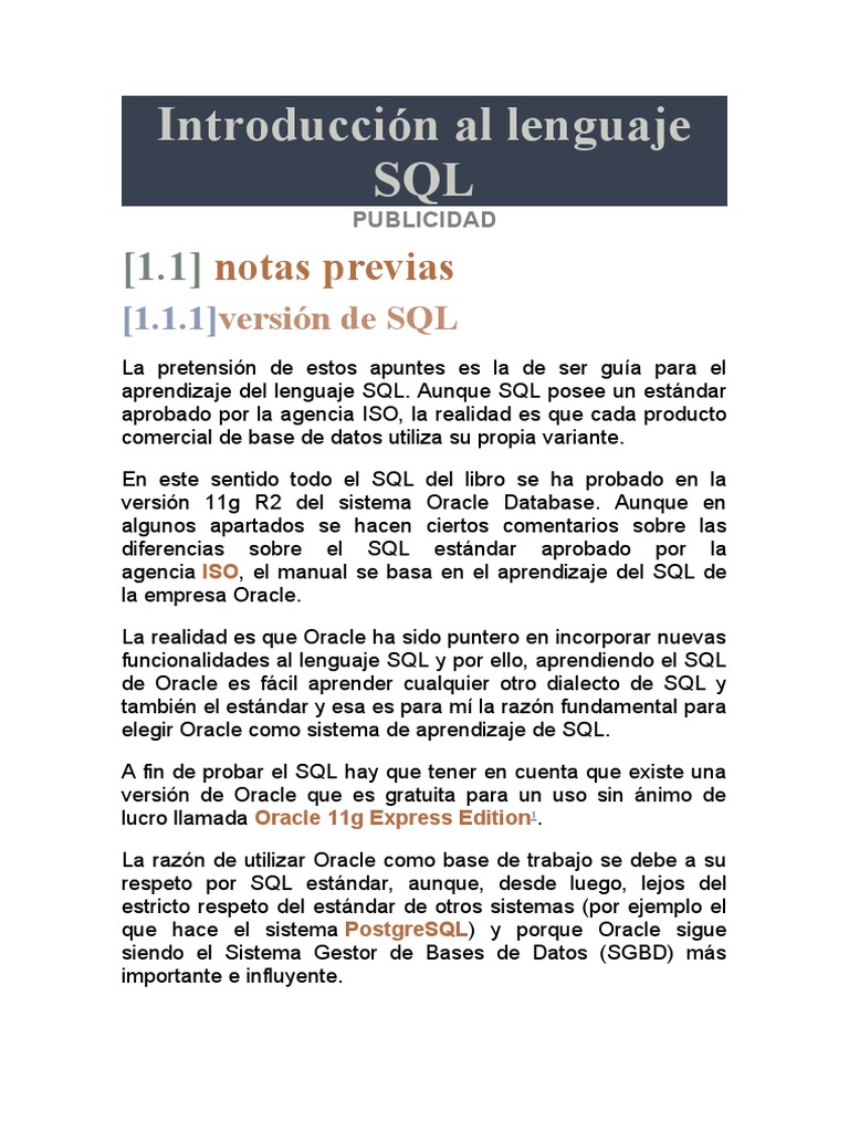 Introducción al lenguaje SQL-new | PDF | SQL | Bases de datos