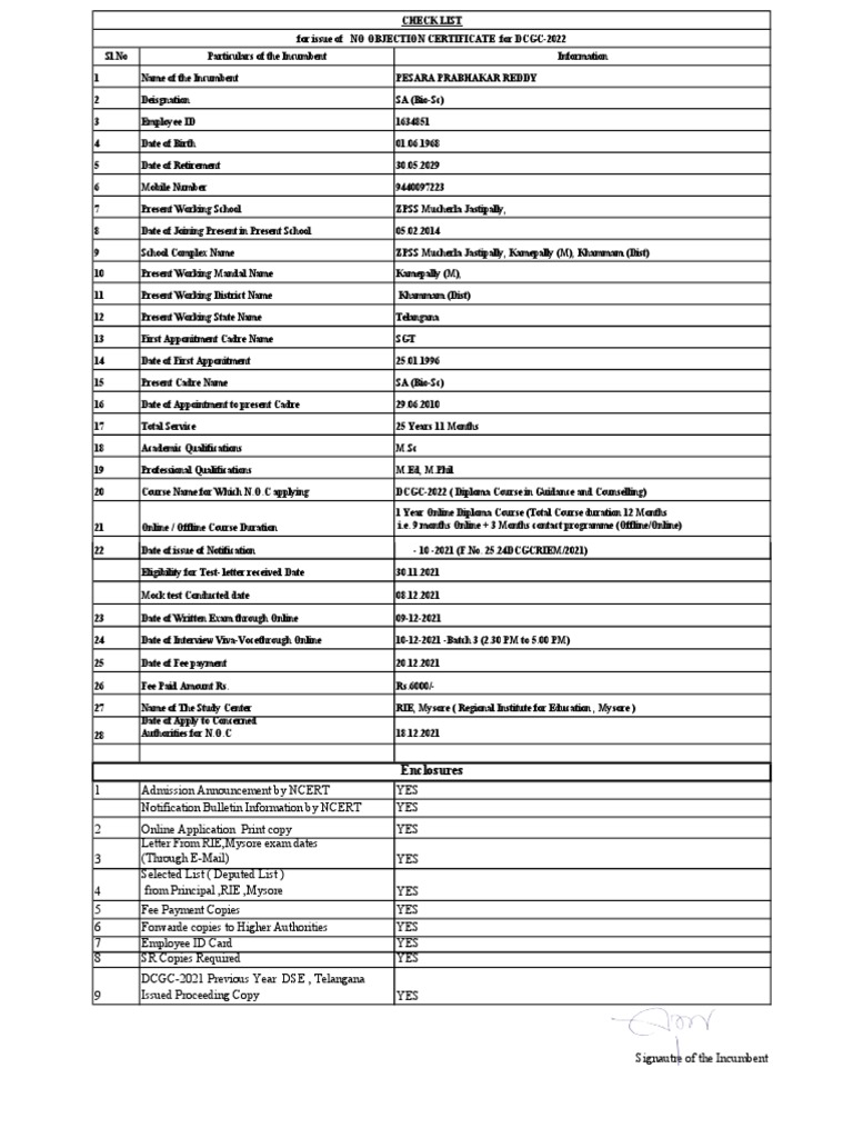 Check List - Prabhakar Reddy Pesara | PDF | Educational Assessment And ...
