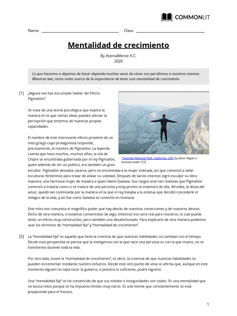 Mentalidad de Crecimiento-Teacher-Décimo | PDF | Aprendizaje | Mente