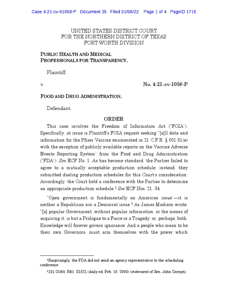 FDA Foia Request - 010722 | PDF | Freedom Of Information Act (United ...