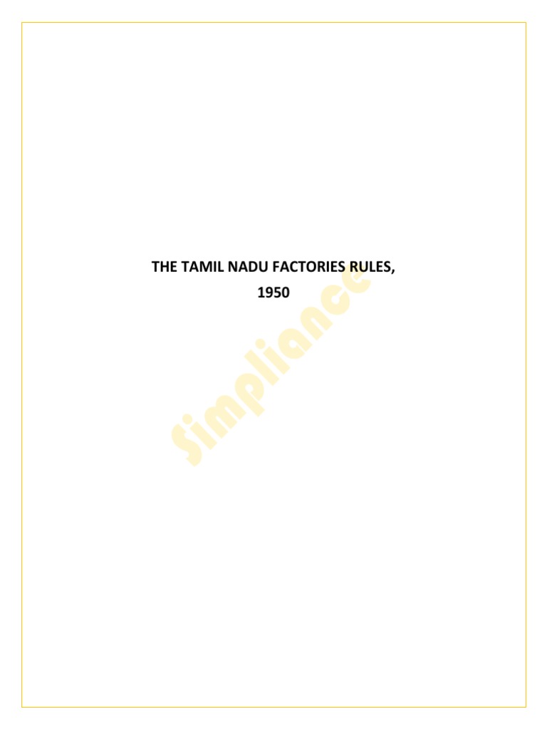 Tamil Nadu Factory Rules, 1950 | PDF | License | Waste Management