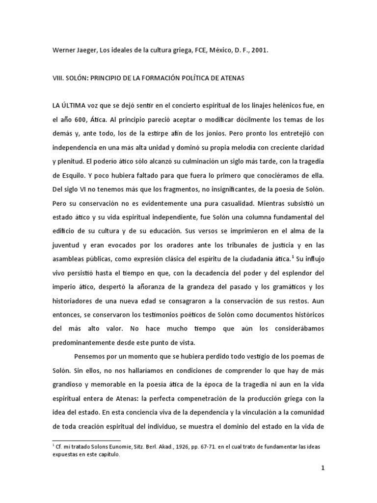 Werner Jaeger. Paideia. | PDF | Homero | Tirano