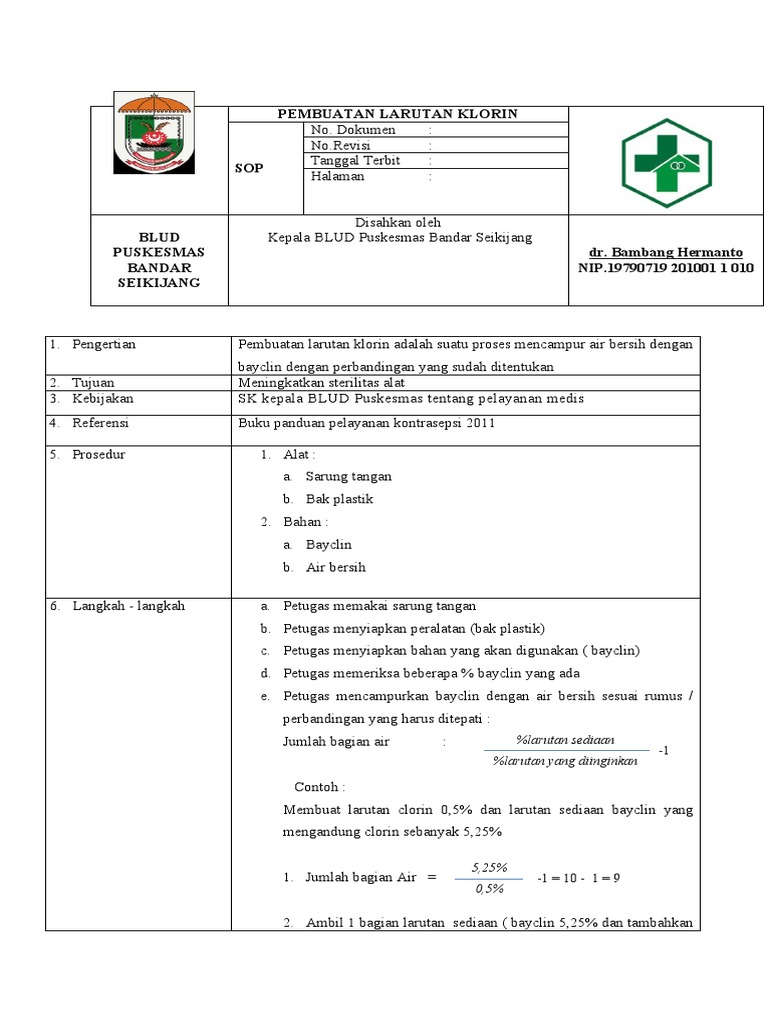 Pembuatan Larutan Klorin | PDF