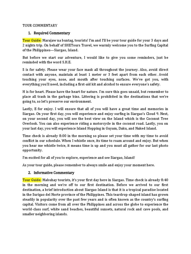 Tour Commentary | PDF