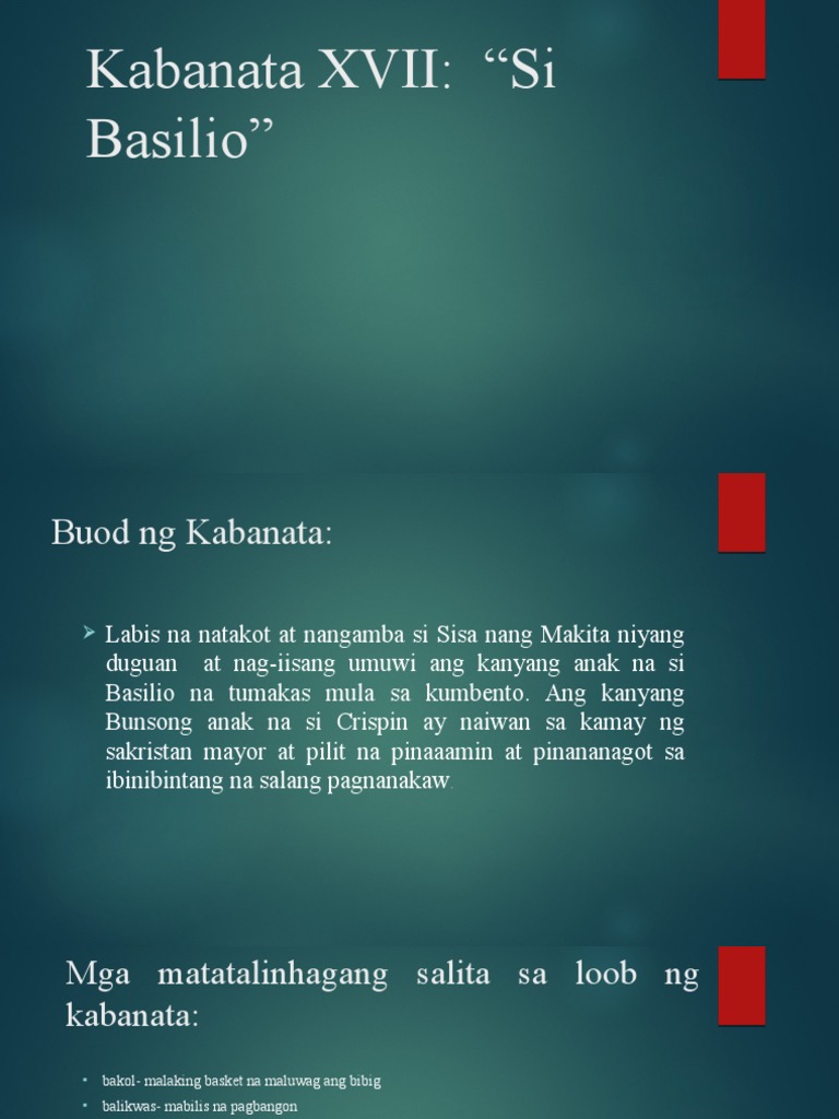 Kabanata XVII (Si Basilio) | PDF