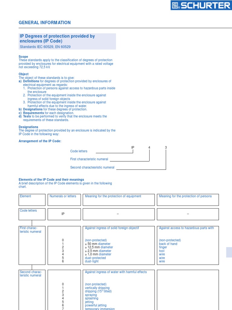 General Information: Standards IEC 60529, EN 60529 | PDF | Engineering ...