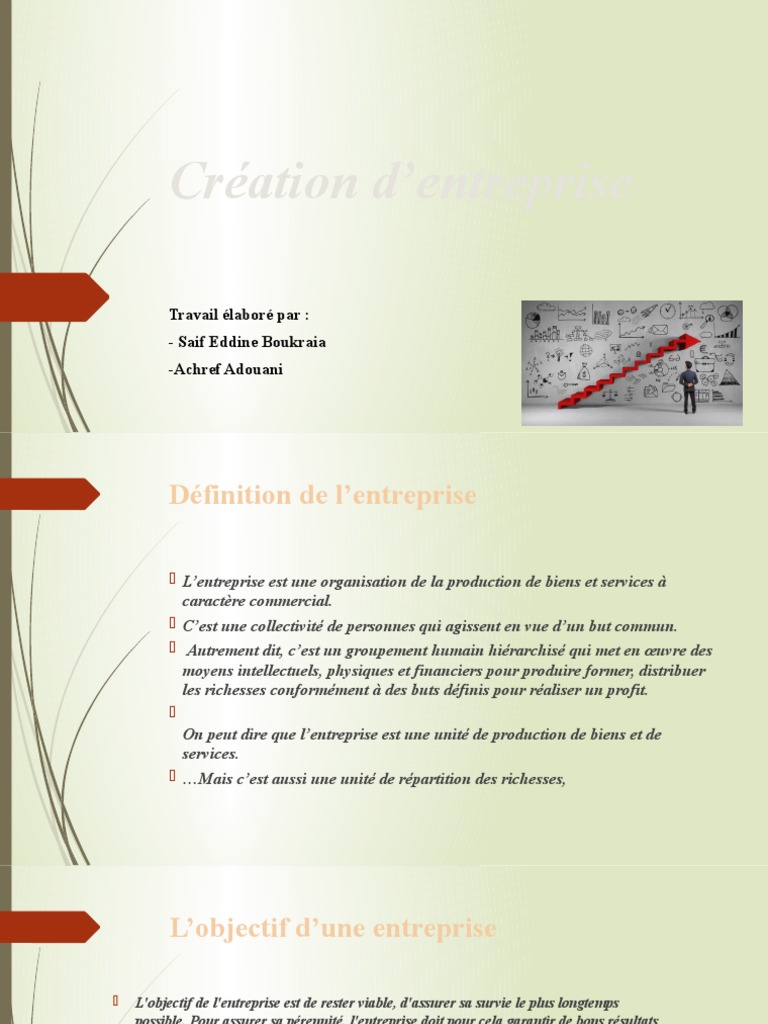 Définition et création d'entreprise | PDF | Plan d'affaires | Sodles