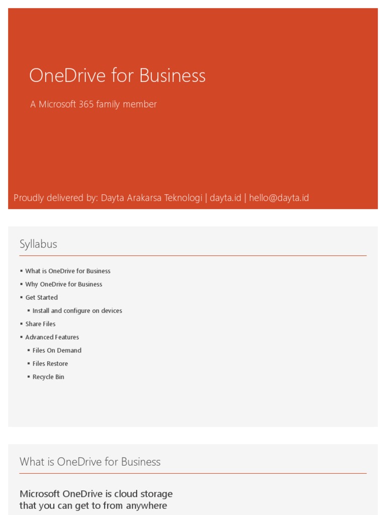 OneDrive For Business Training Syllabus | PDF | Computer File ...
