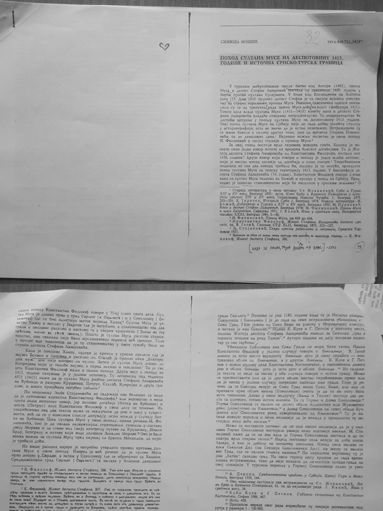 Sinisa Misic - Pohod Sultana Muse Na Despotovinu 1413 Godine I Istocna Srpsko-Turska Granica | PDF