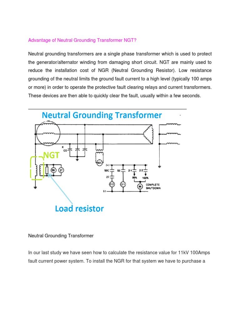 Advantage of Neutral Grounding Transformer NGT? | PDF
