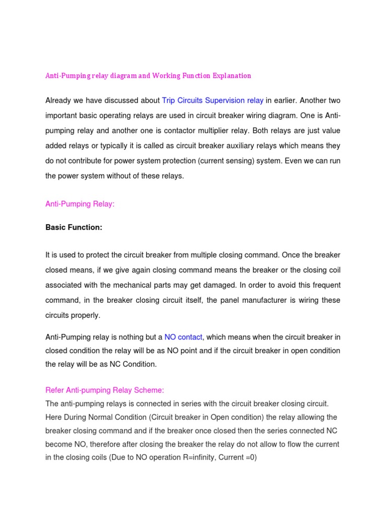 Anti-Pumping Relay Diagram and Working Function Explanation | PDF Anti-Pumping Relay Diagram and Working Function Explanation | PDF