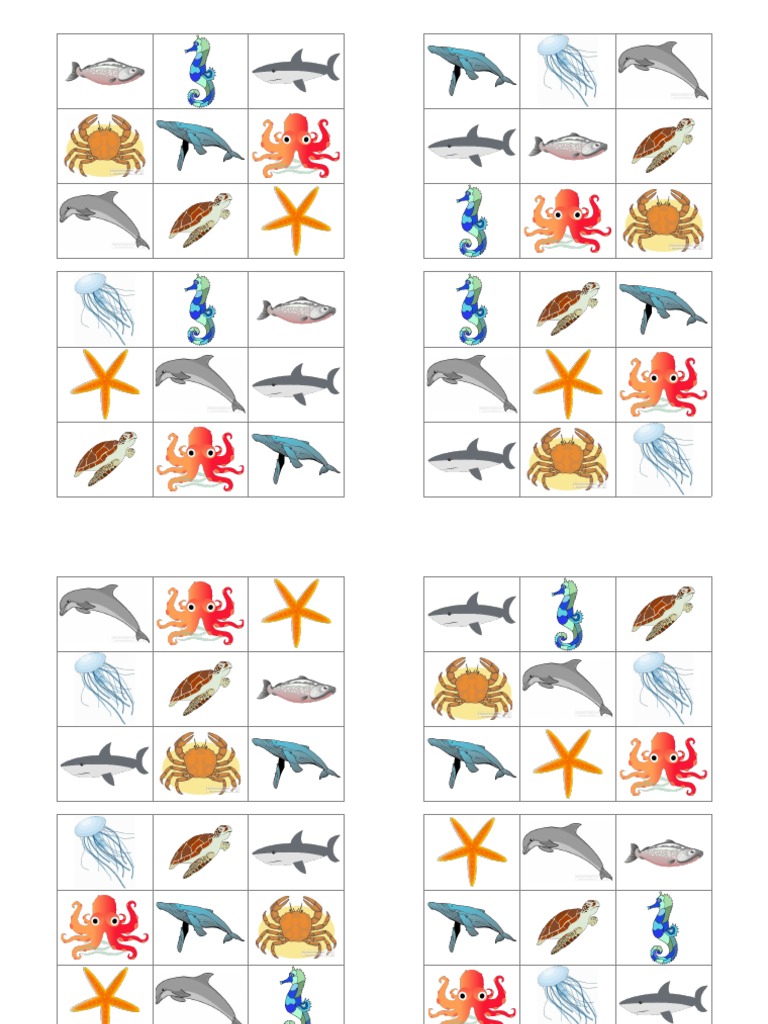 Sea Animals Bingo | PDF