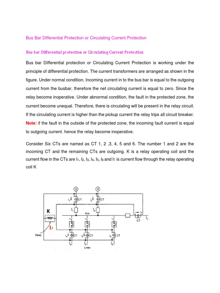 Bus Bar Differential Protection or Circulating Current Protection | PDF ...